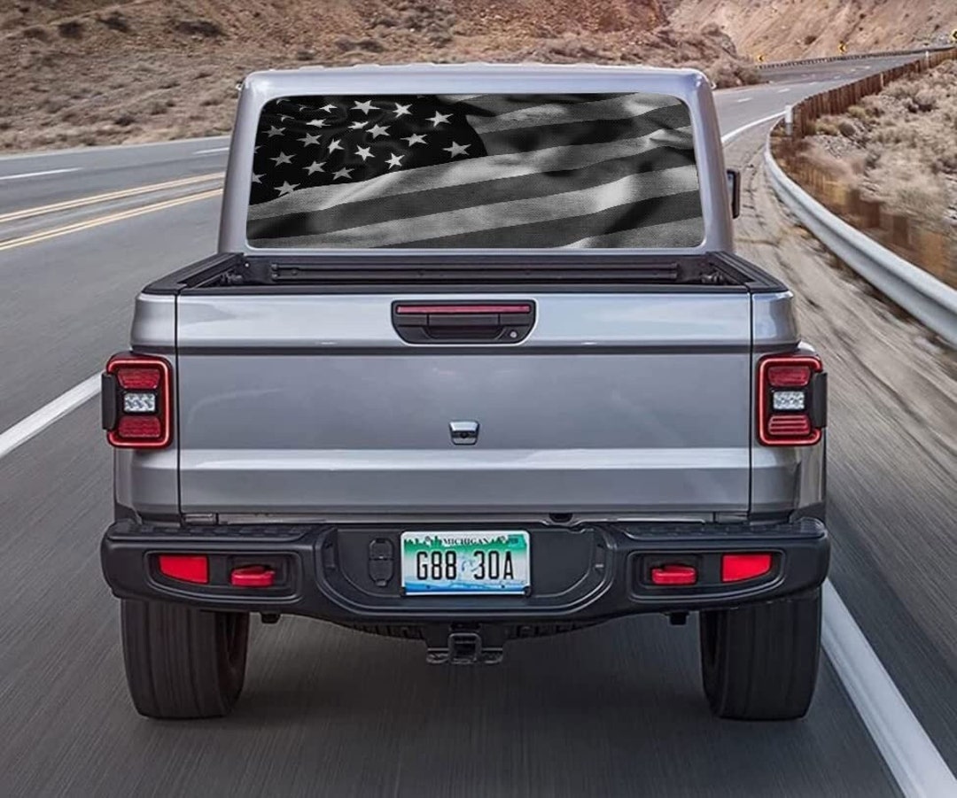 Truck Decals American Flag Window Decal Black & White, Patriotic Decals ...