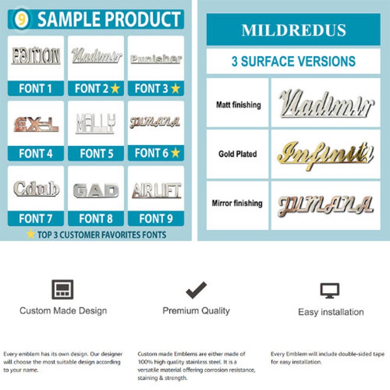 Personalized Retro Emblem Name Letter Vintage Initial Custom Car Metal ...