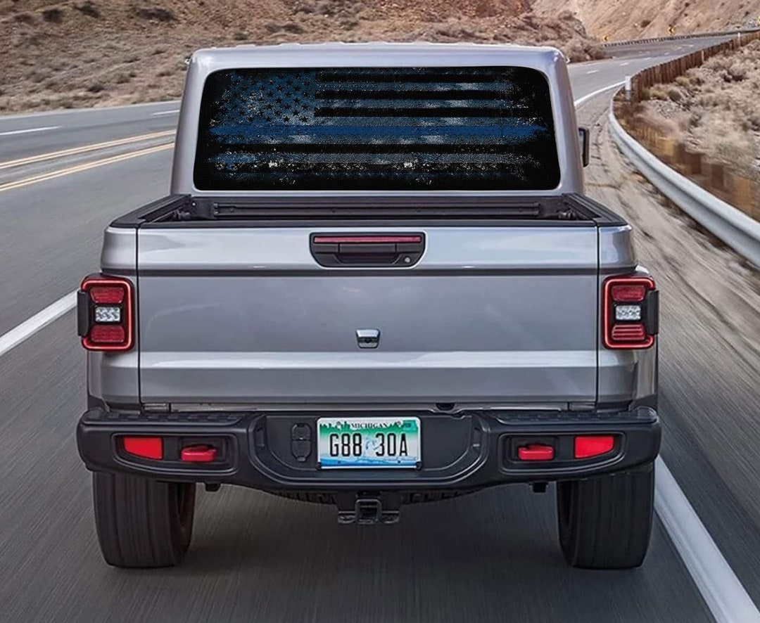 American Flag Thin Blue Line Decal Sticker for Trucks, Suvs, Cars Back ...