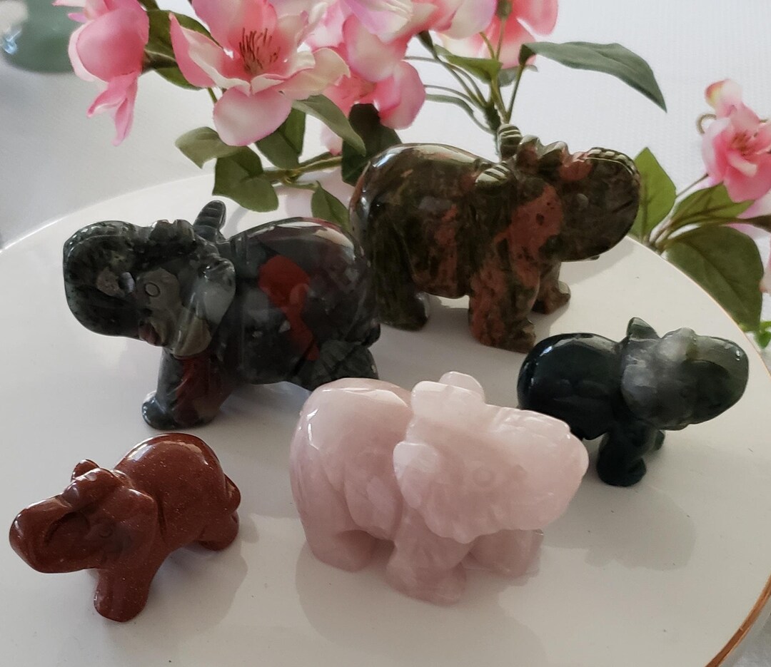 Crystal Elephant/ Various Stones/ Assorted Elephant Carving - Etsy