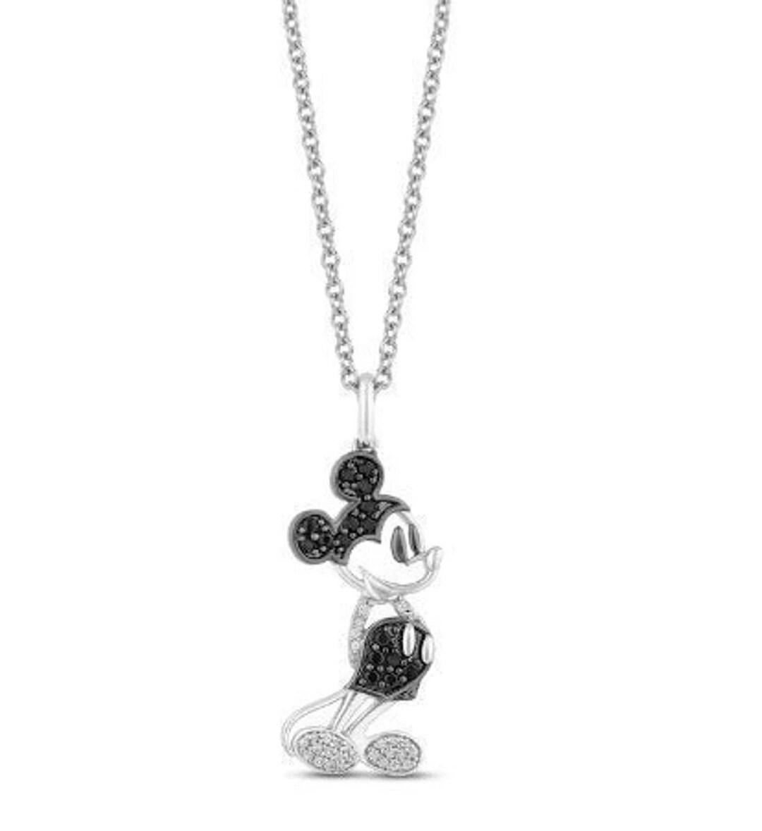 Disney Mickey Mouse Ring Black Diamond Necklace Sterling - Etsy