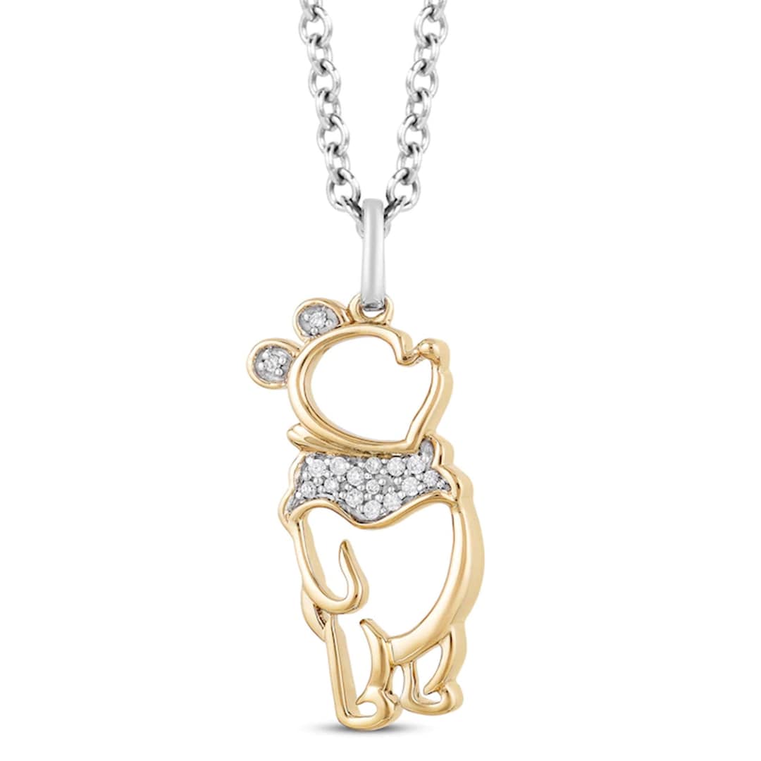 Disney Treasure Winnie the Poo Diamond Necklace, 10k Gold Pendant, Gift ...