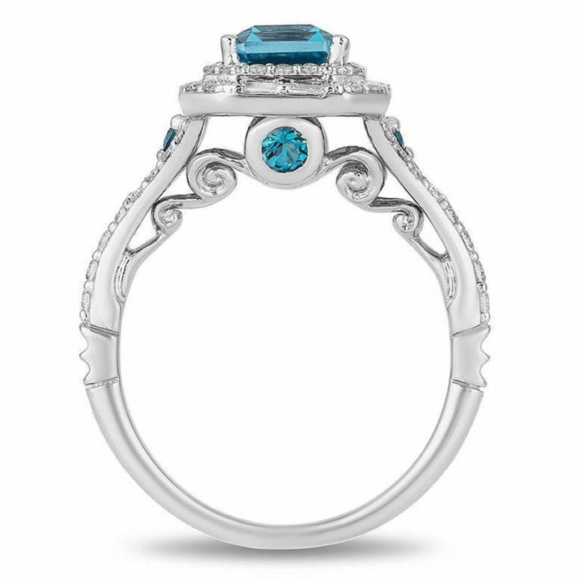 Enchanted Disney Cinderella 2 Ct London Blue Topaz Ring Dual | Etsy