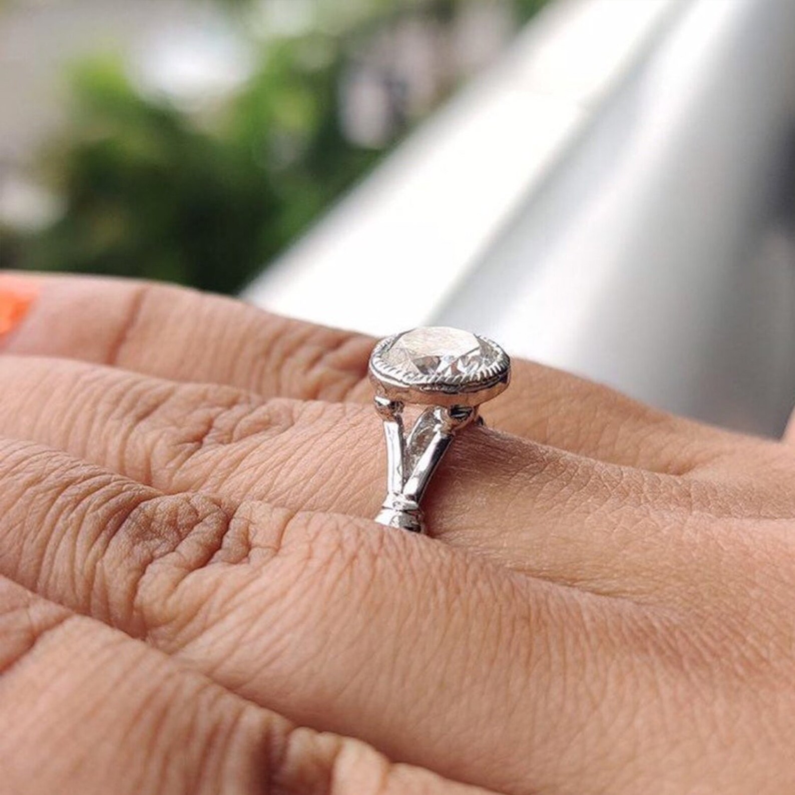 1.50 Ct Round Cut Bezel Ring Set Colourless Moissanite - Etsy