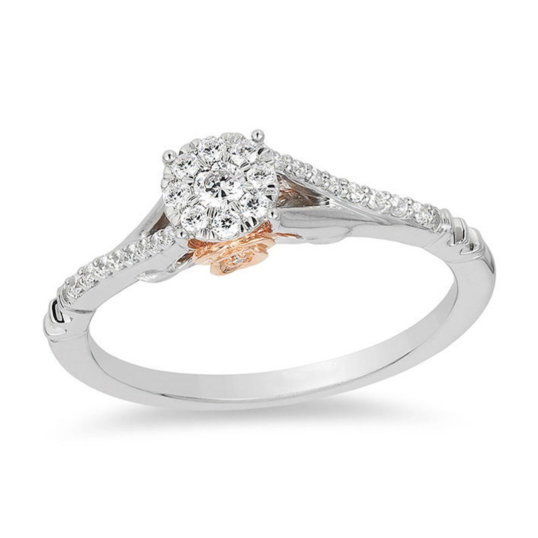 Enchanted Disney Ring, Disney Belle Ring, 0.2 TCW Round Simulated ...