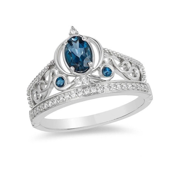 Enchanted Disney Rings Cinderella Oval London Stone Carriage Rings 925 Sterling Silver Engagement Rings Wedding Rings Christmas Gift Etsy