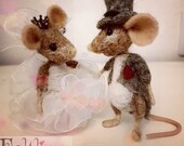Needle Felted Mouse Bride and Groom Wedding Mouselings Made - Etsy