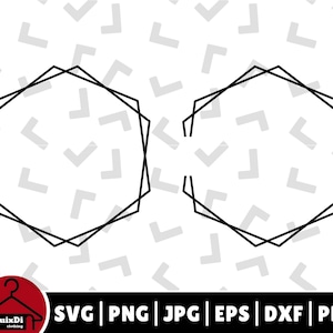 2 in 1 Double Hexagon Frame SVG, Hexagon Cut File, Hexagon Monogram ...