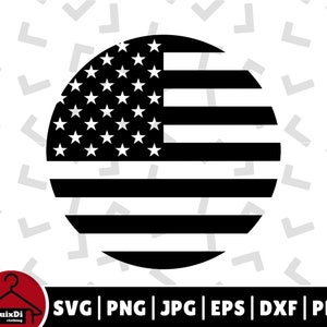 Round US Flag Svg, Circle American Flag Vector Cut File Silhouette ...