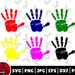 Multicolor Handprint SVG, Red Hand Halloween Palm Clip Art, Transparent ...