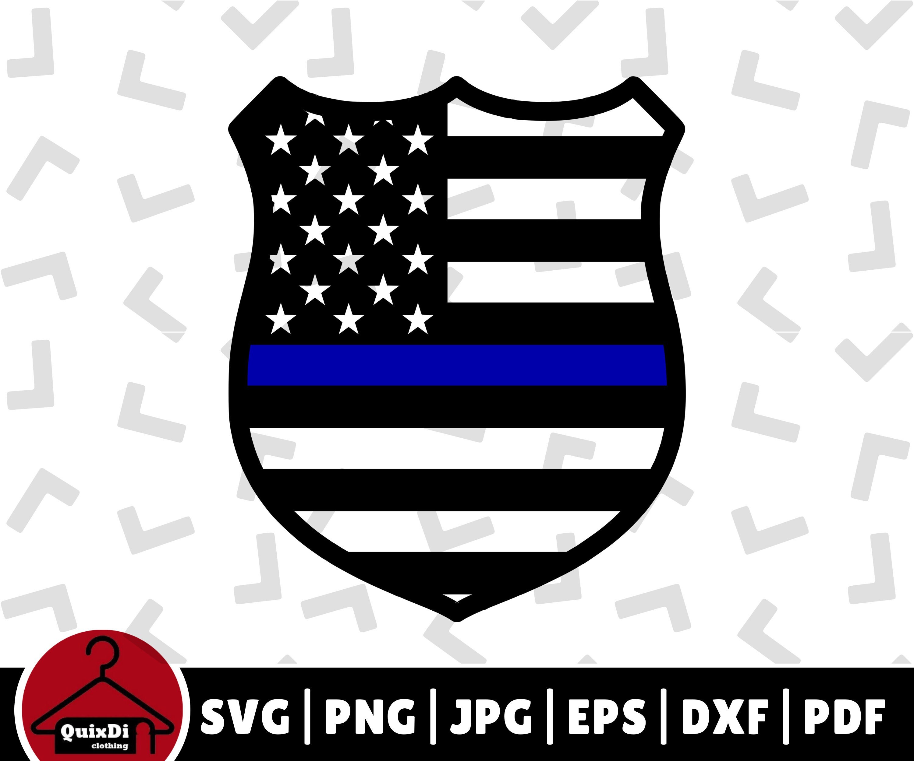 Layered Police Badge Blue Line US Flag Svg American Flag - Etsy