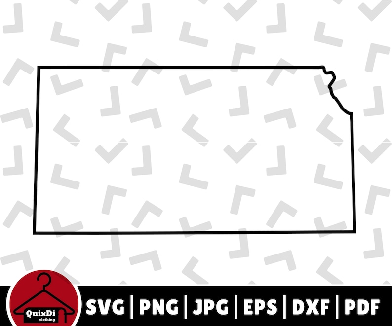 Kansas Outline State SVG, Kansas Map Outline Cut File, States of ...