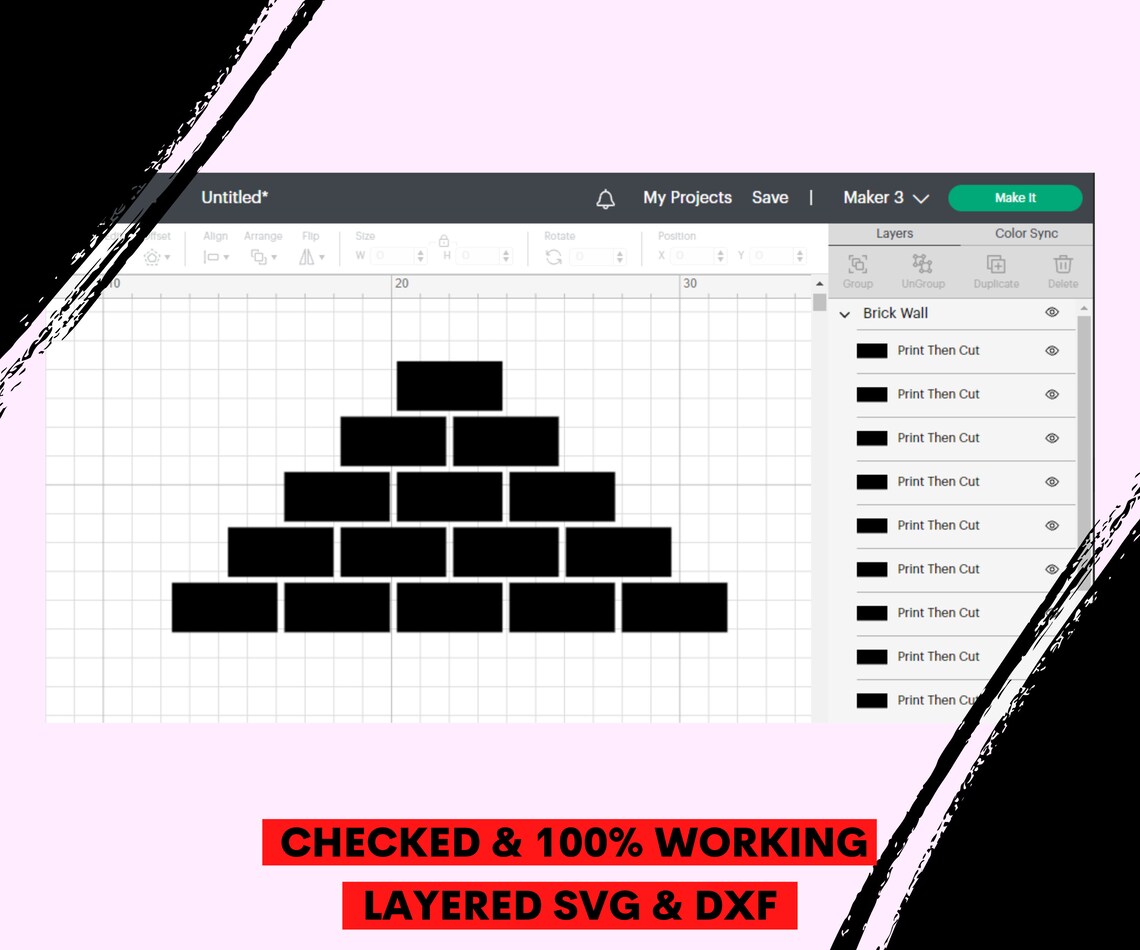 Brick Wall SVG Triangle Brick Pattern Cnc File Silhouette - Etsy