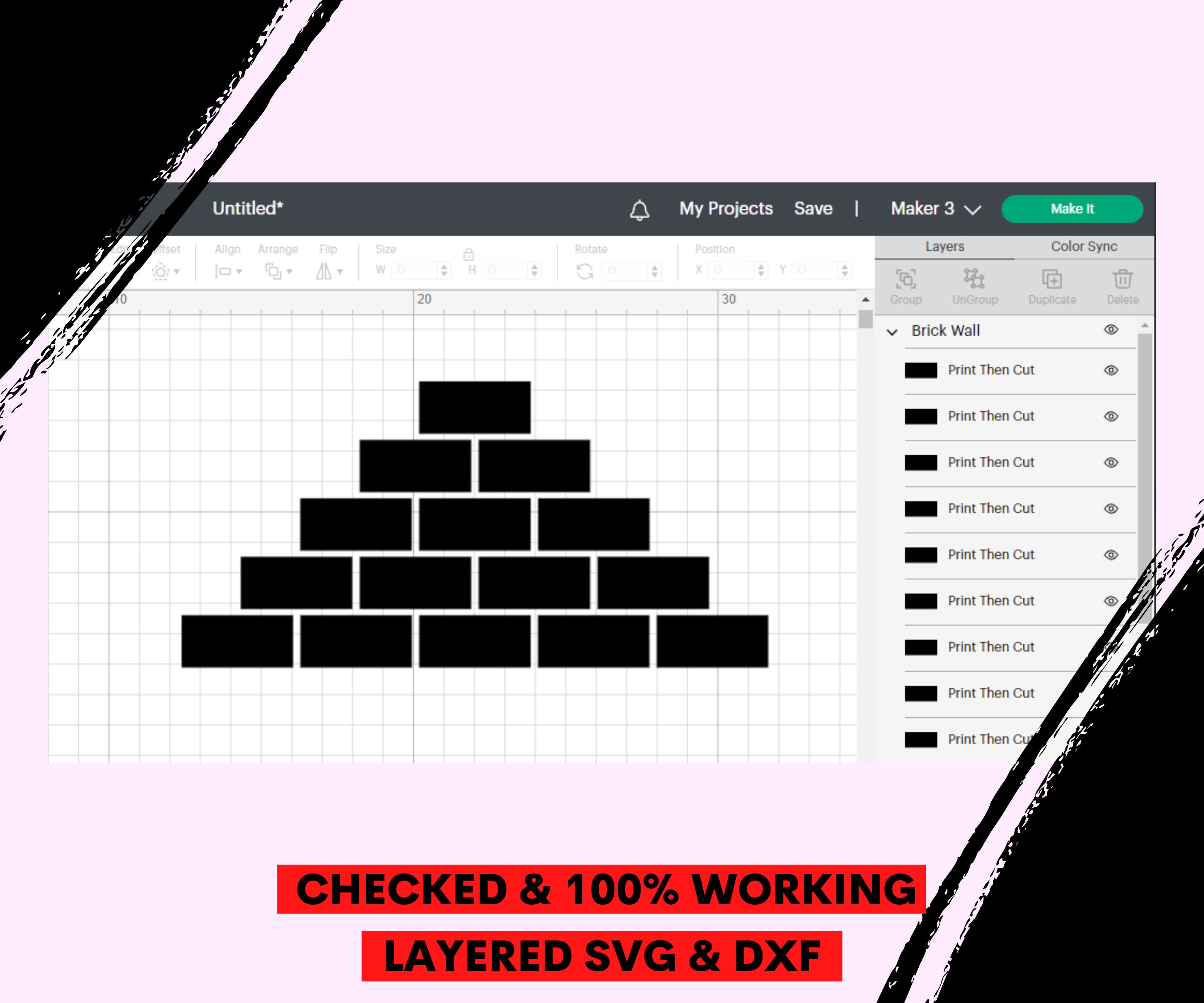 Brick Wall SVG Triangle Brick Pattern Cnc File Silhouette - Etsy