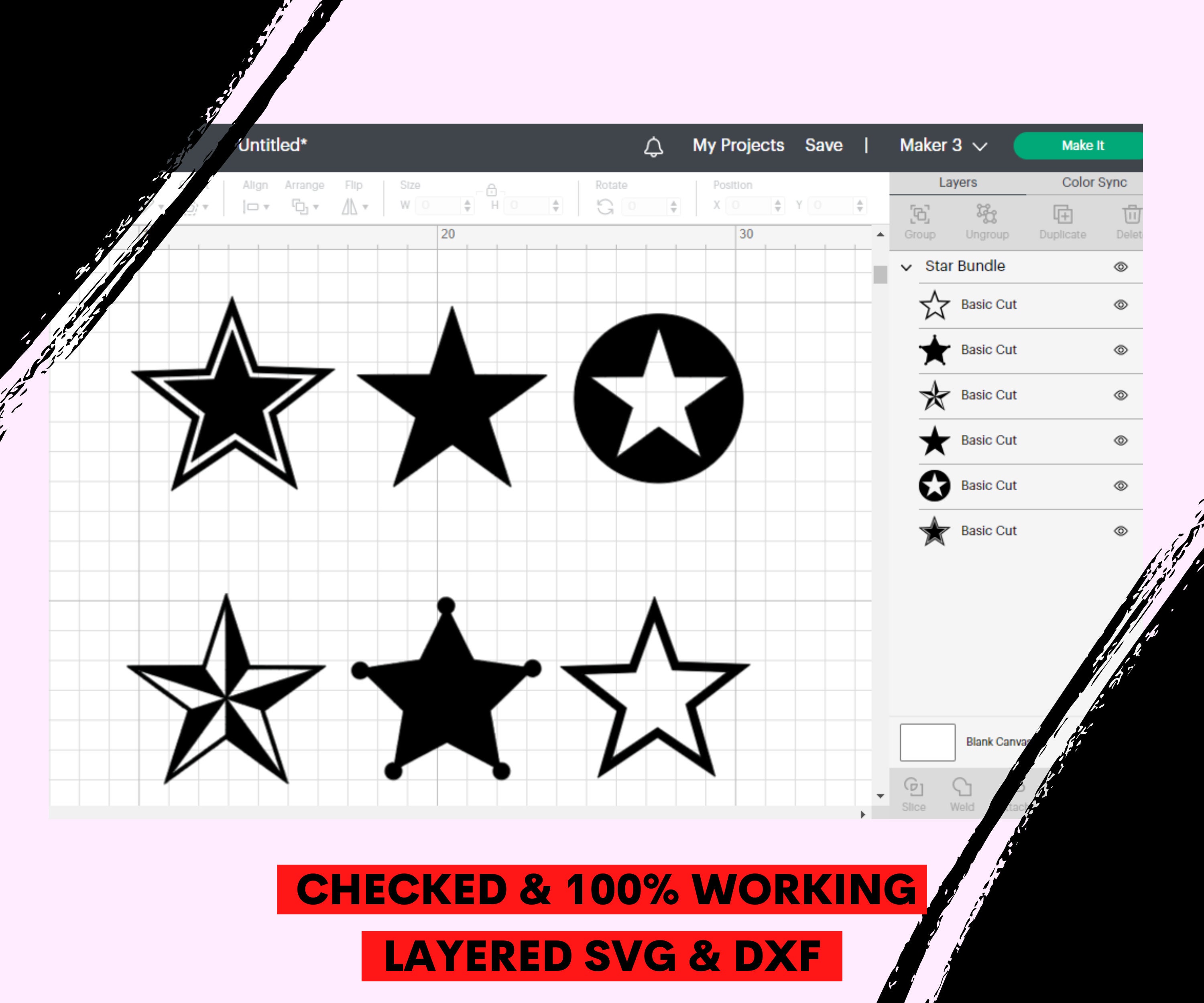 Stars Bundle SVG Circle Star Cut File Clipart Cnc File - Etsy