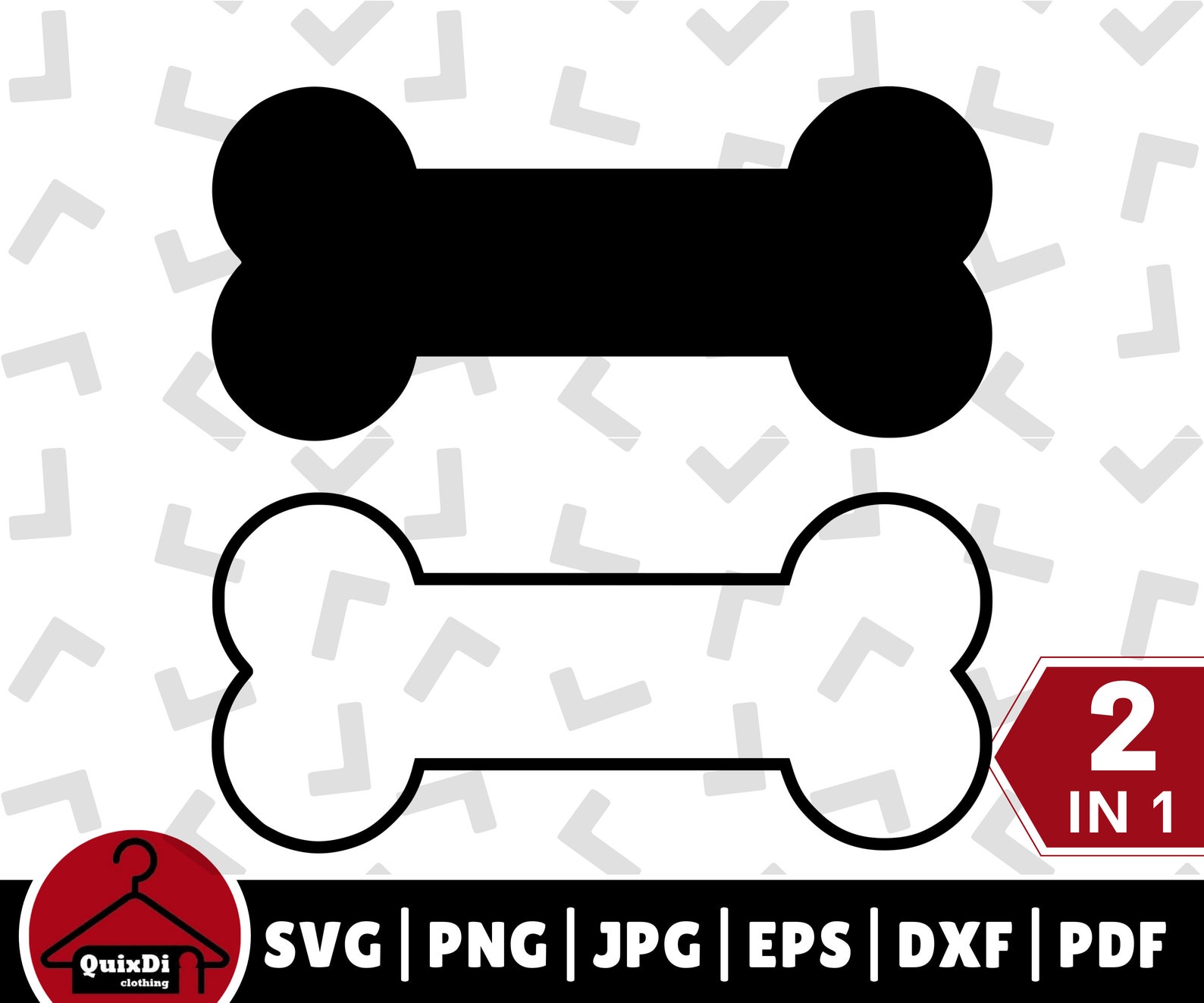 2 in 1 Dog Bone Svg Dog Bone Outline Vector Clip Art | Etsy