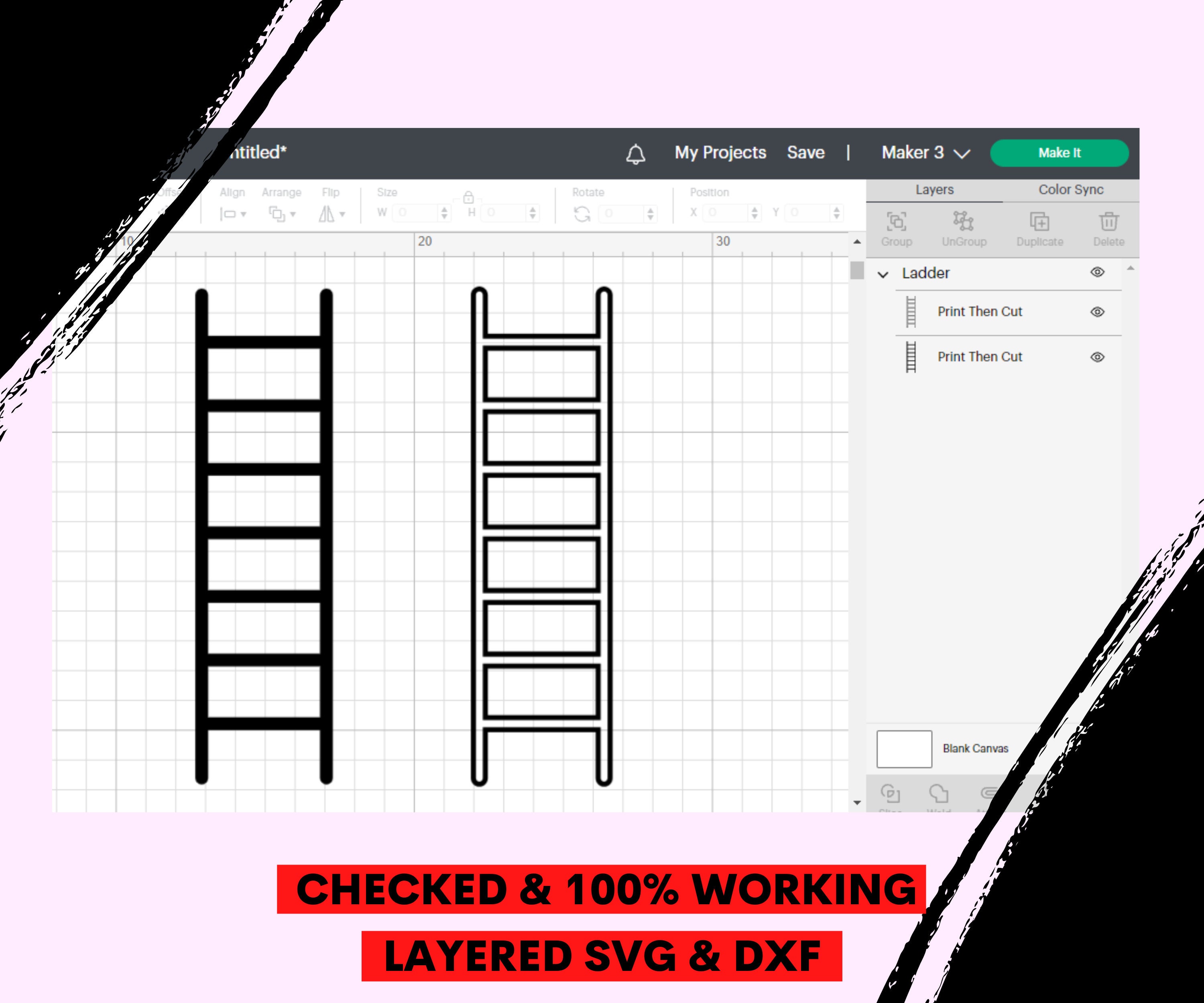 Ladder SVG Ladder Outline Clipart Cnc File Silhouette - Etsy