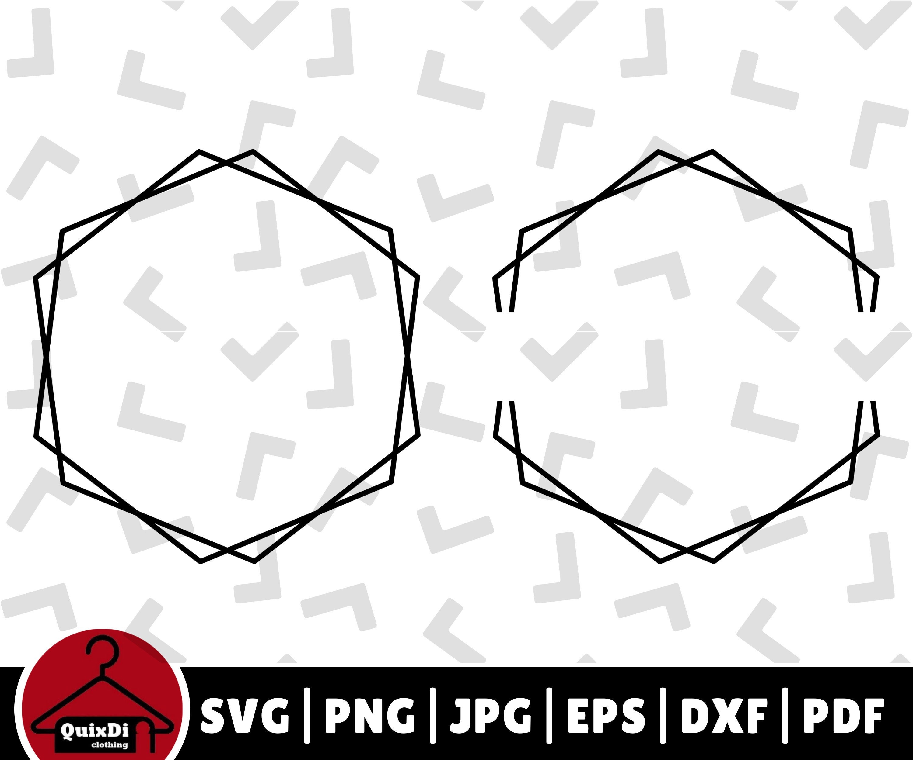 2 in 1 Double Hexagon Frame SVG, Hexagon Cut File, Hexagon Monogram ...