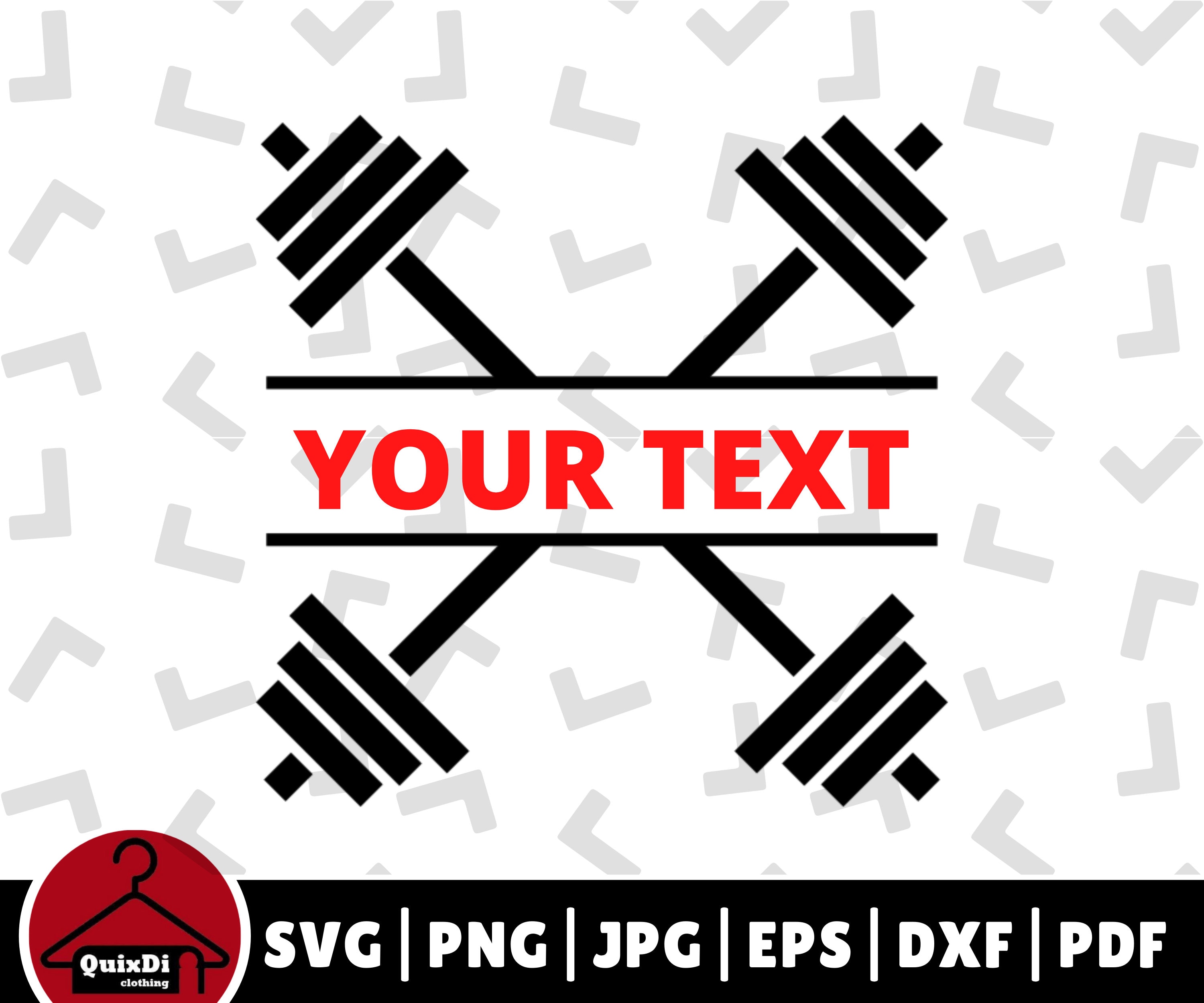 Crossed Barbell Monogram SVG Dumbell Split Name Frame - Etsy