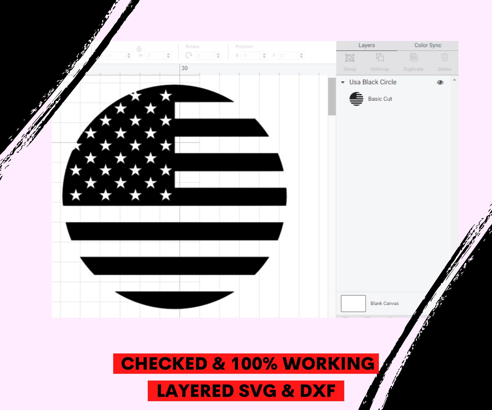 Round US Flag Svg, Circle American Flag Vector Cut File Silhouette ...