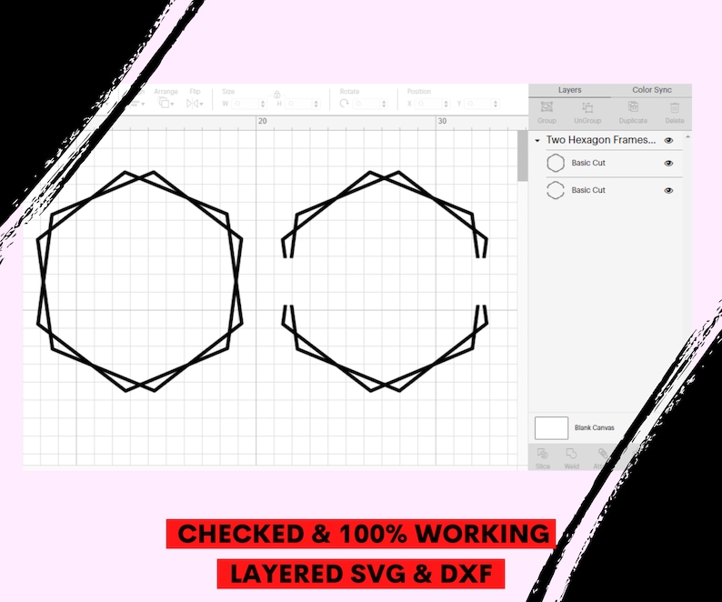 2 in 1 Double Hexagon Frame SVG Hexagon Cut File Hexagon - Etsy