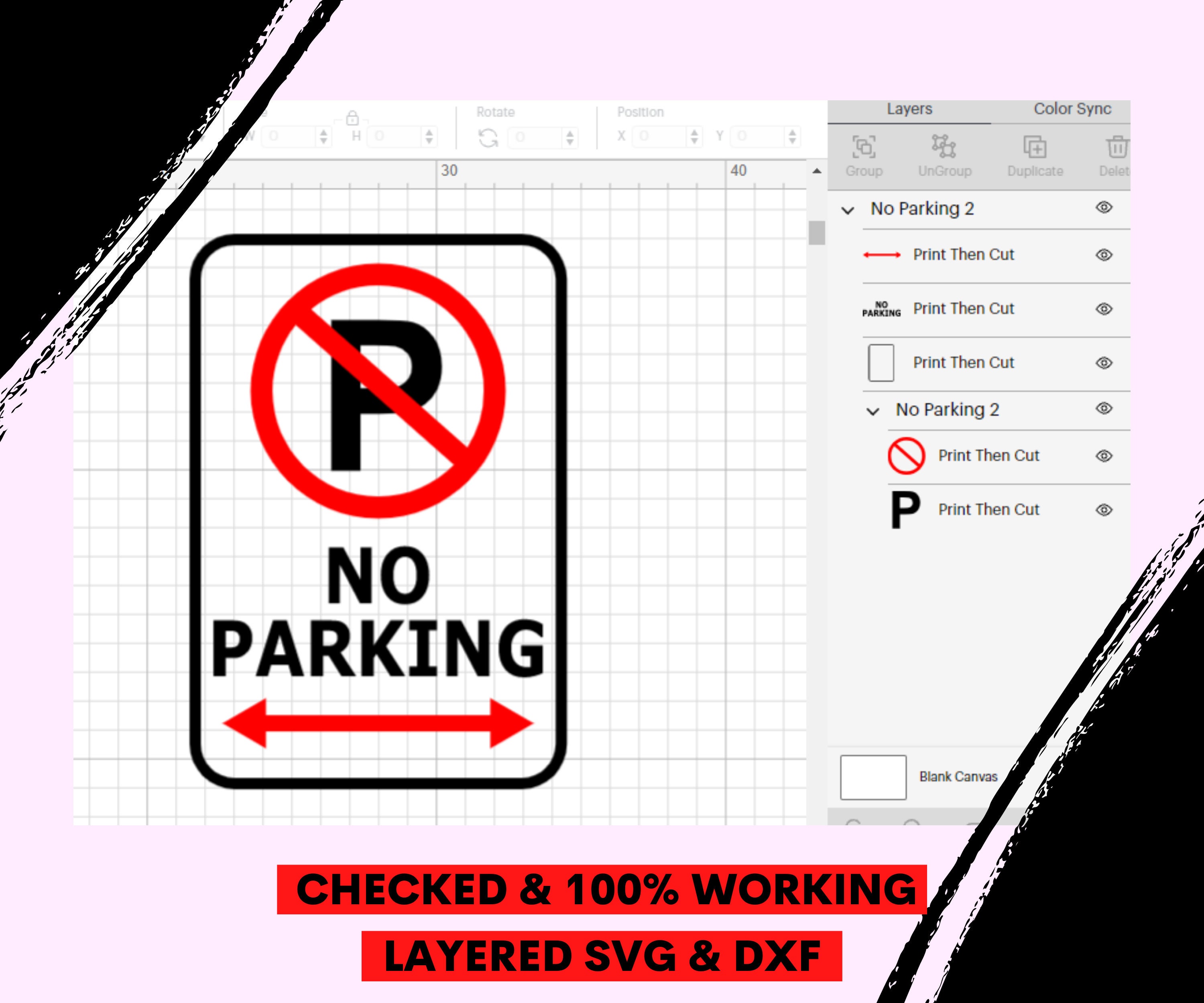 No Parking Warning Sign SVG, Street Sign Cut File Cnc File, Silhouette ...