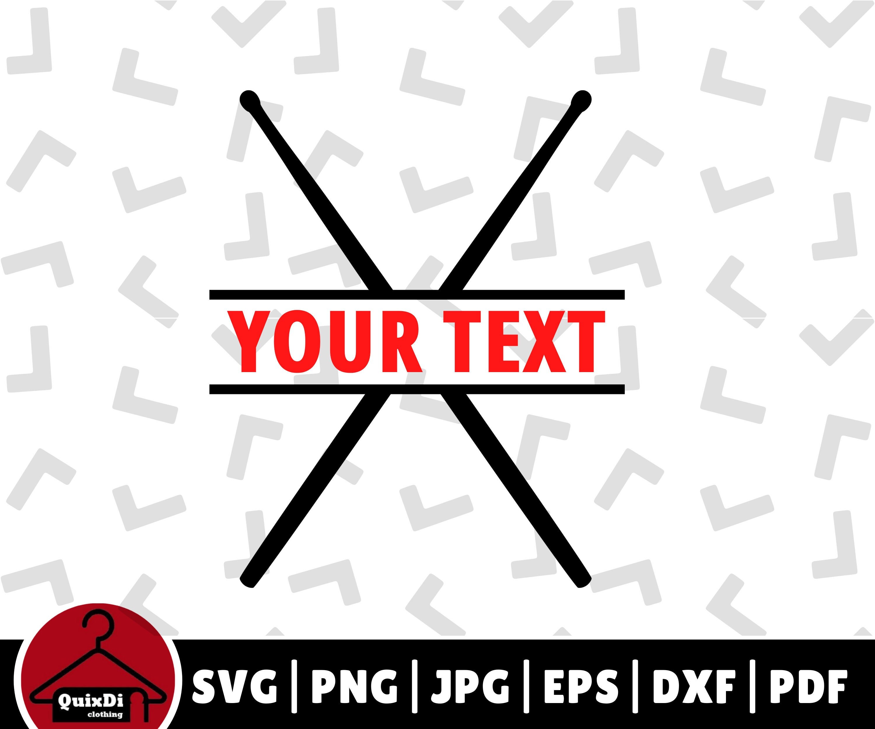 Drummer Monogram SVG File Drumstick Split Name Frame Clipart - Etsy