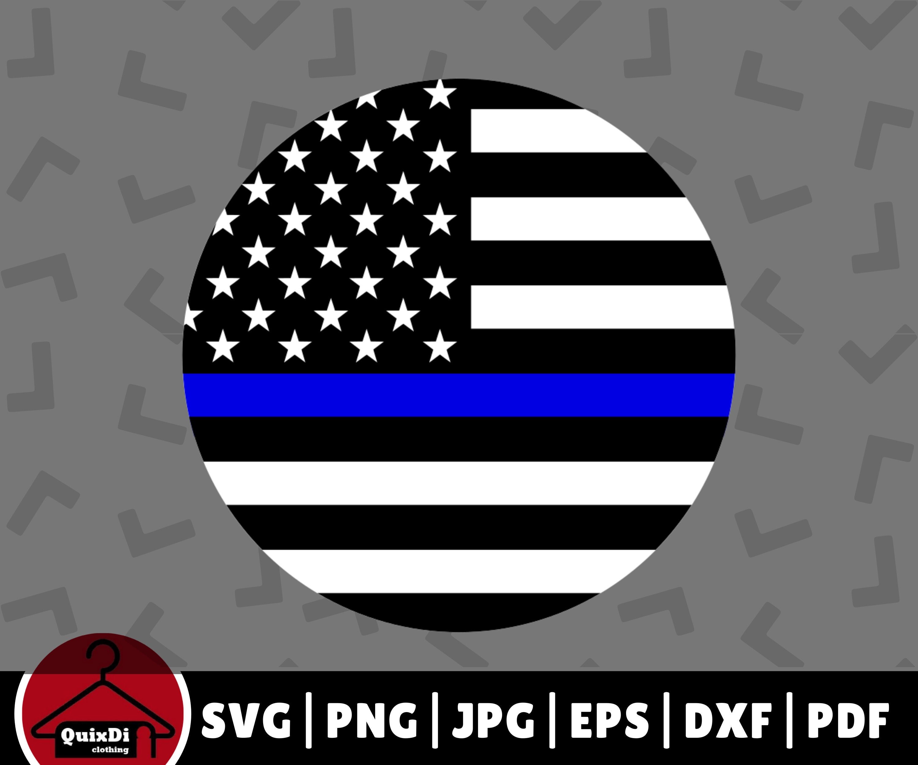 US Flag Police Circle With Blue Line SVG Police Lover Cnc - Etsy