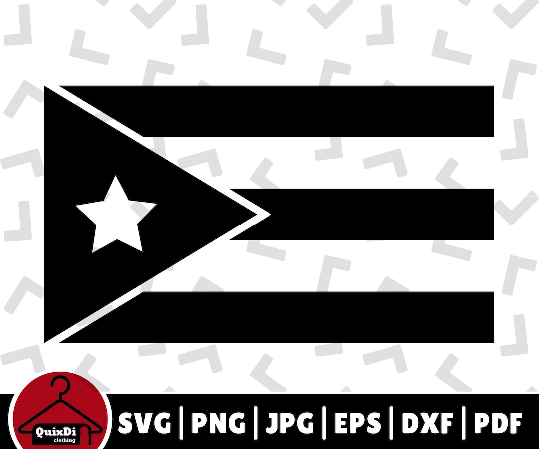 Bandera de Puerto Rico Svg, silueta en blanco y negro - Cricut ...