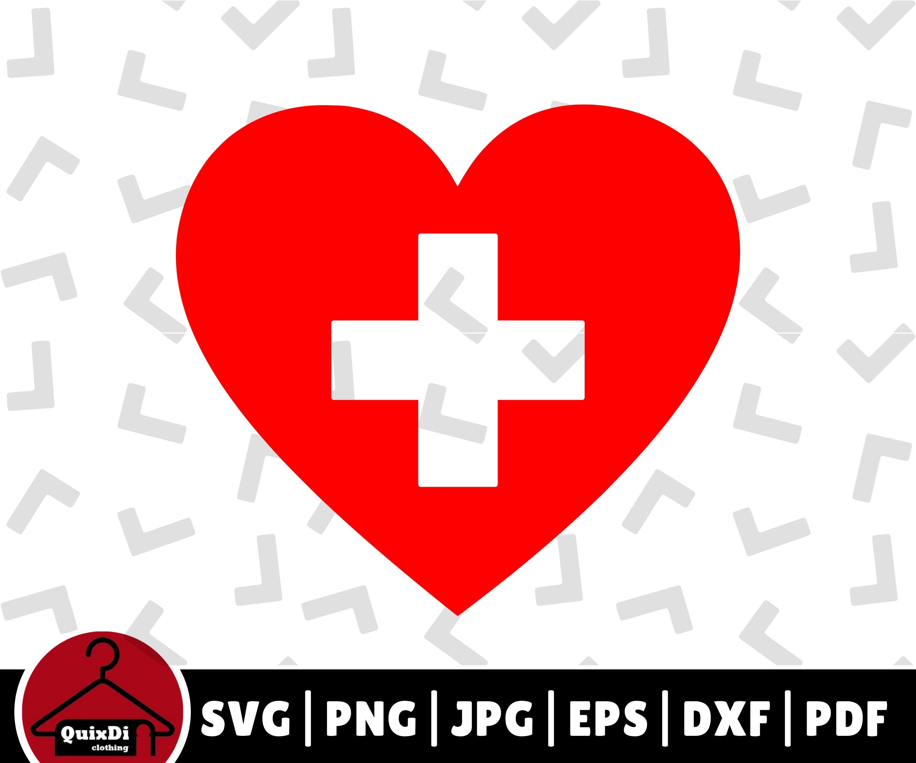 Red Cross Heart SVG Nurse Clipart Heart Medical Cross Cnc - Etsy