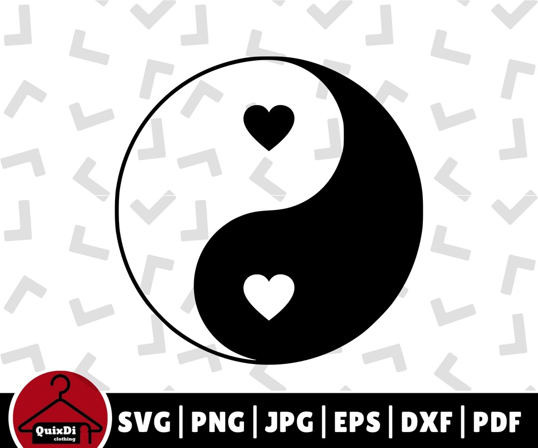 Heart Yin Yang SVG, Yin-yang Cut File, Yin and Yang Vector File ...
