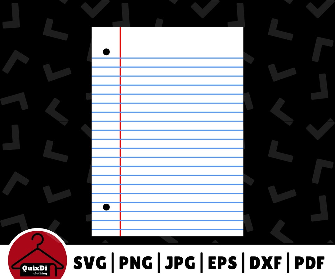 Lined Notebook Paper SVG, Wide Ruled Cut File, Paper School Notebook ...