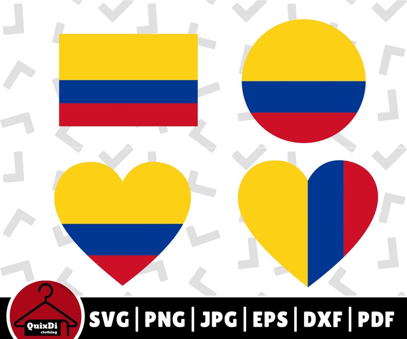 Colombia Flag Bundle Svg Colombia Flag Heart Circle Clipart - Etsy