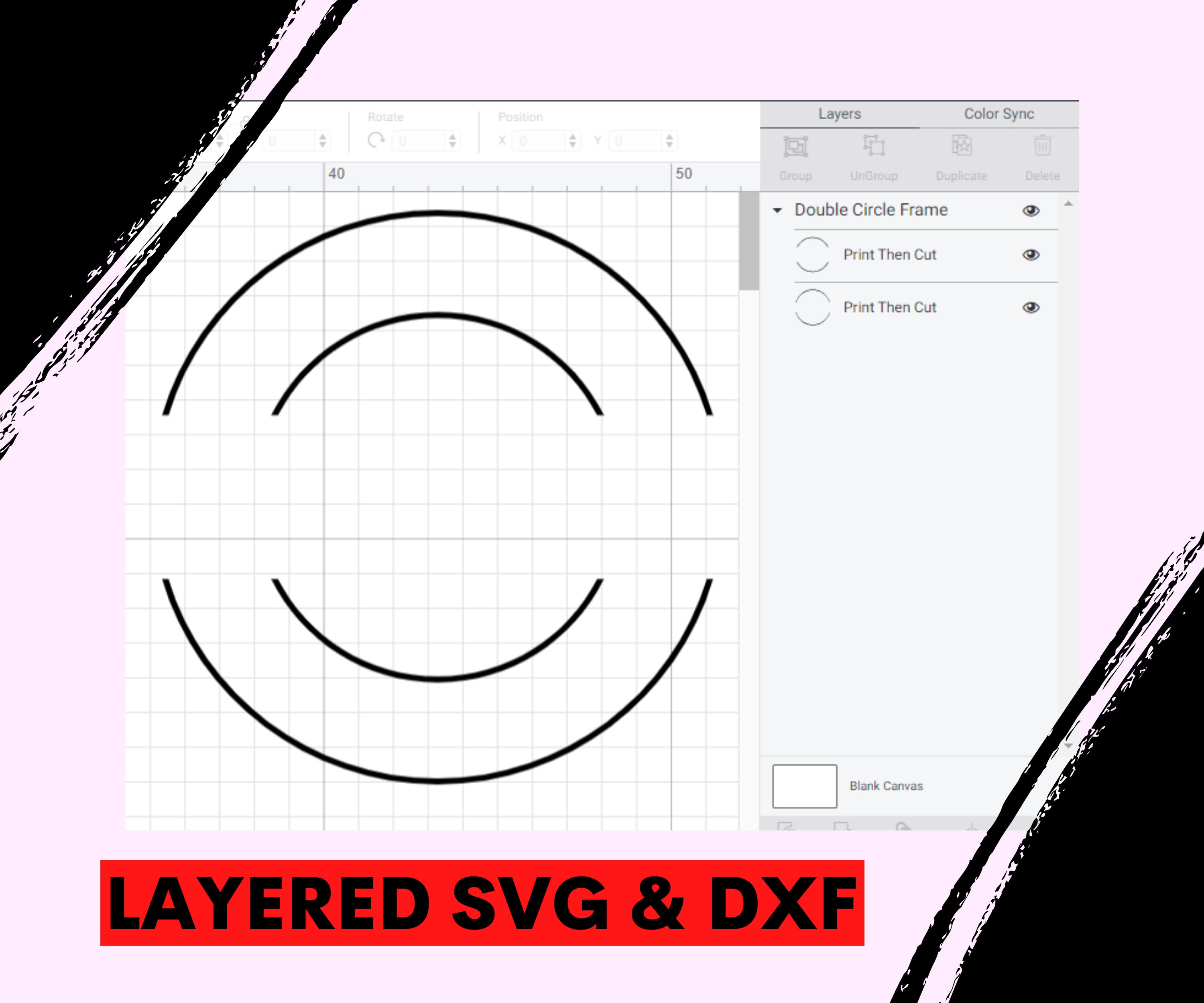 Circle Split Frame Svg Circle Monogram Frame Cut File Double - Etsy