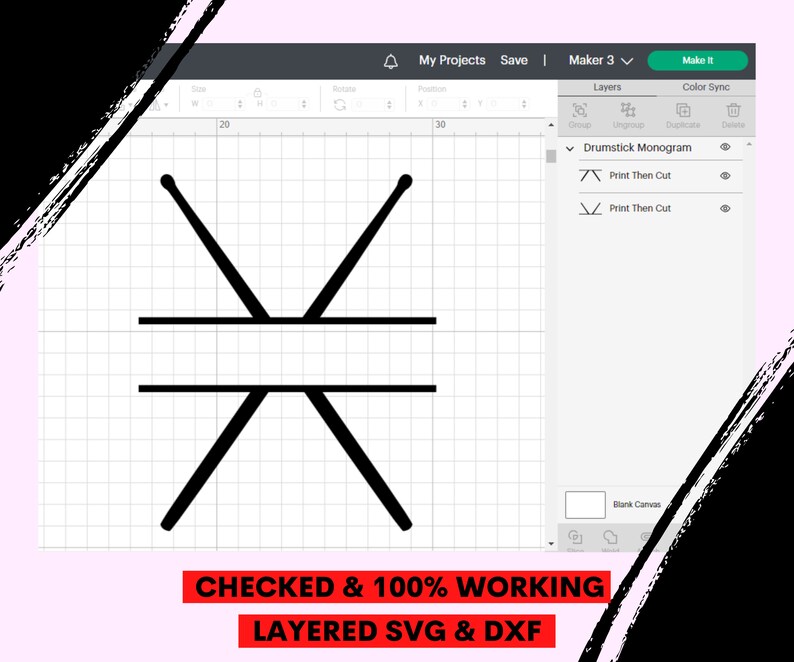 Drummer Monogram SVG File Drumstick Split Name Frame Clipart - Etsy