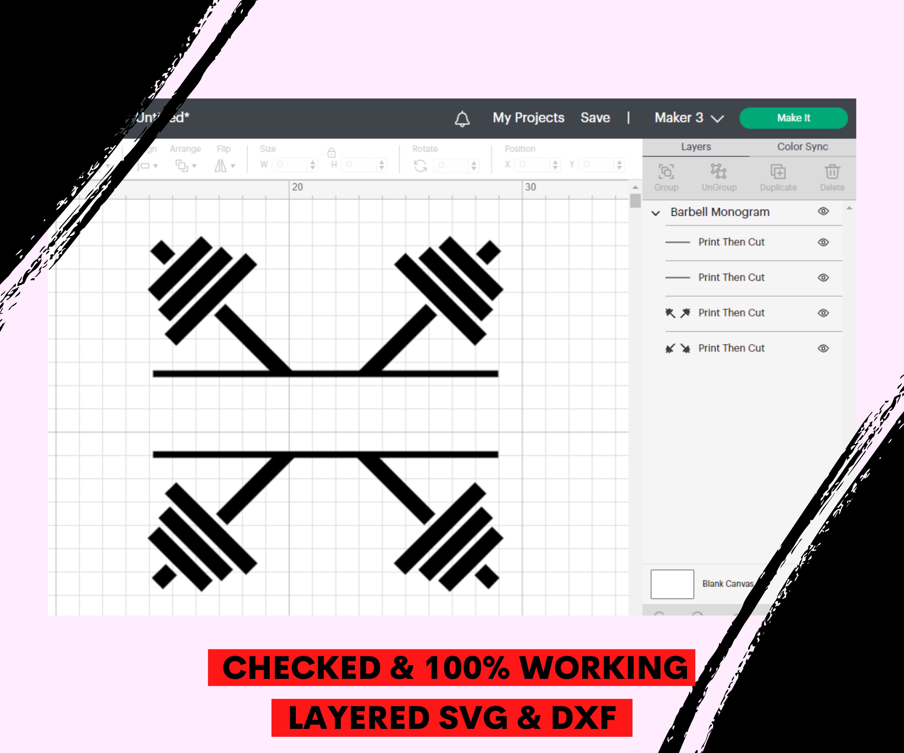 Crossed Barbell Monogram SVG Dumbell Split Name Frame - Etsy