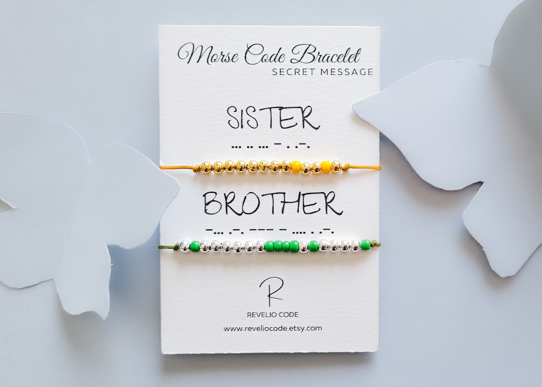 2 Brother Sister Bracelet, Set Morse Code Bracelet, Brother Gift From ...