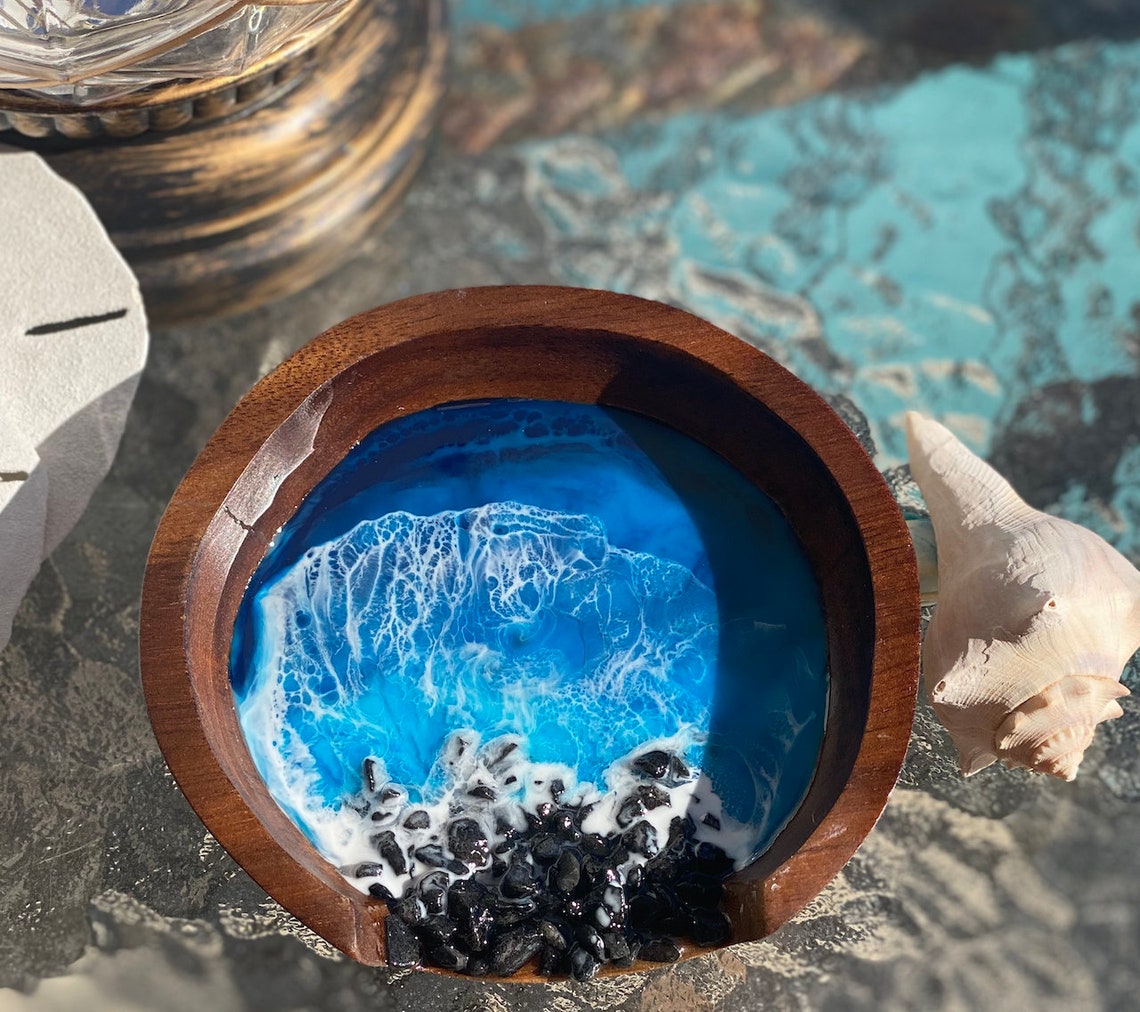 Ocean Scene Resin Art Dish | Etsy