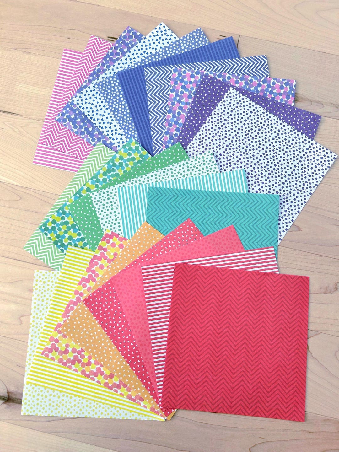 24 Sheets Origami Paper, Rainbow Colour Pattern Paper Pack - 15x15cm - Etsy