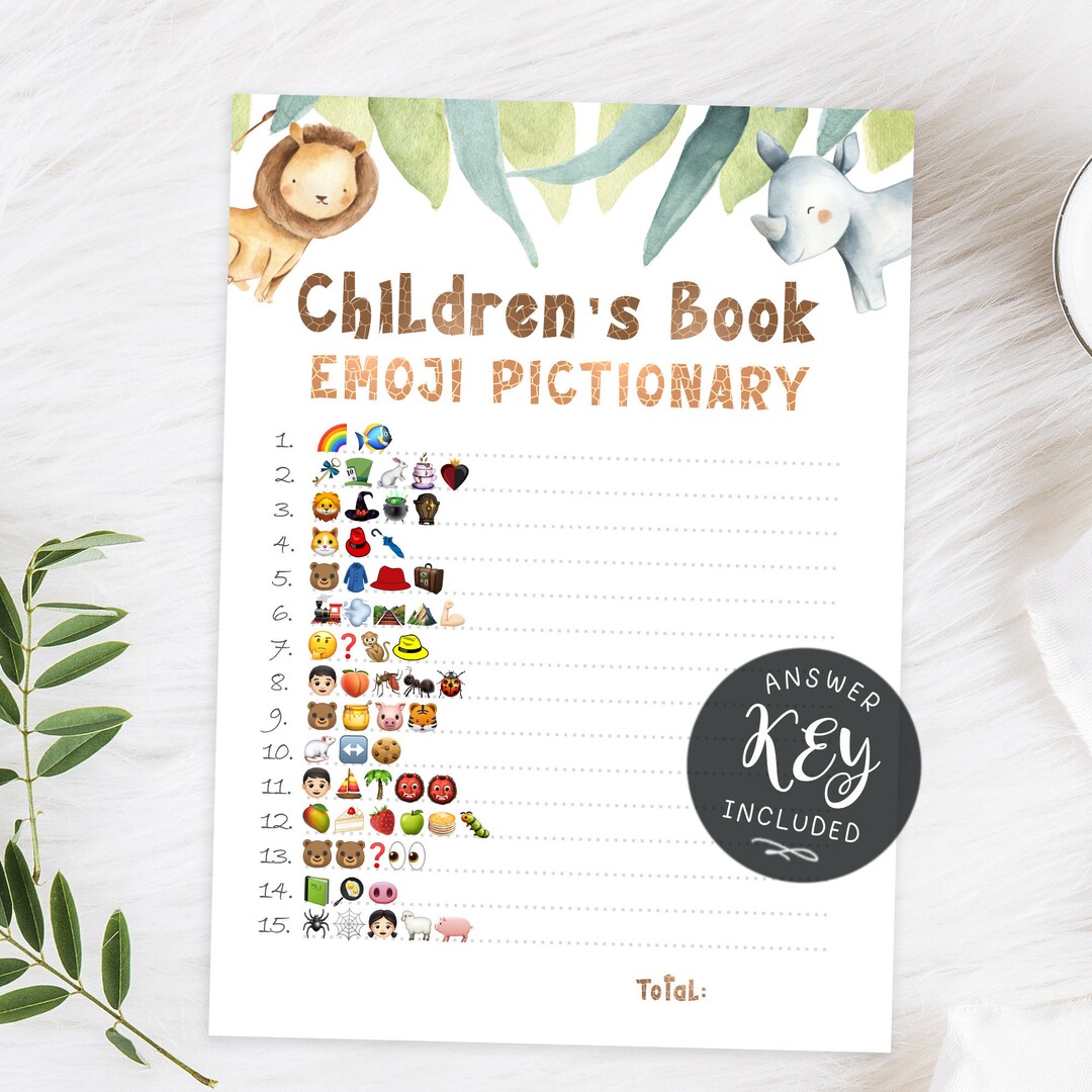 Children's Book Emoji Pictionary, Baby Shower Games, Instant Download ...