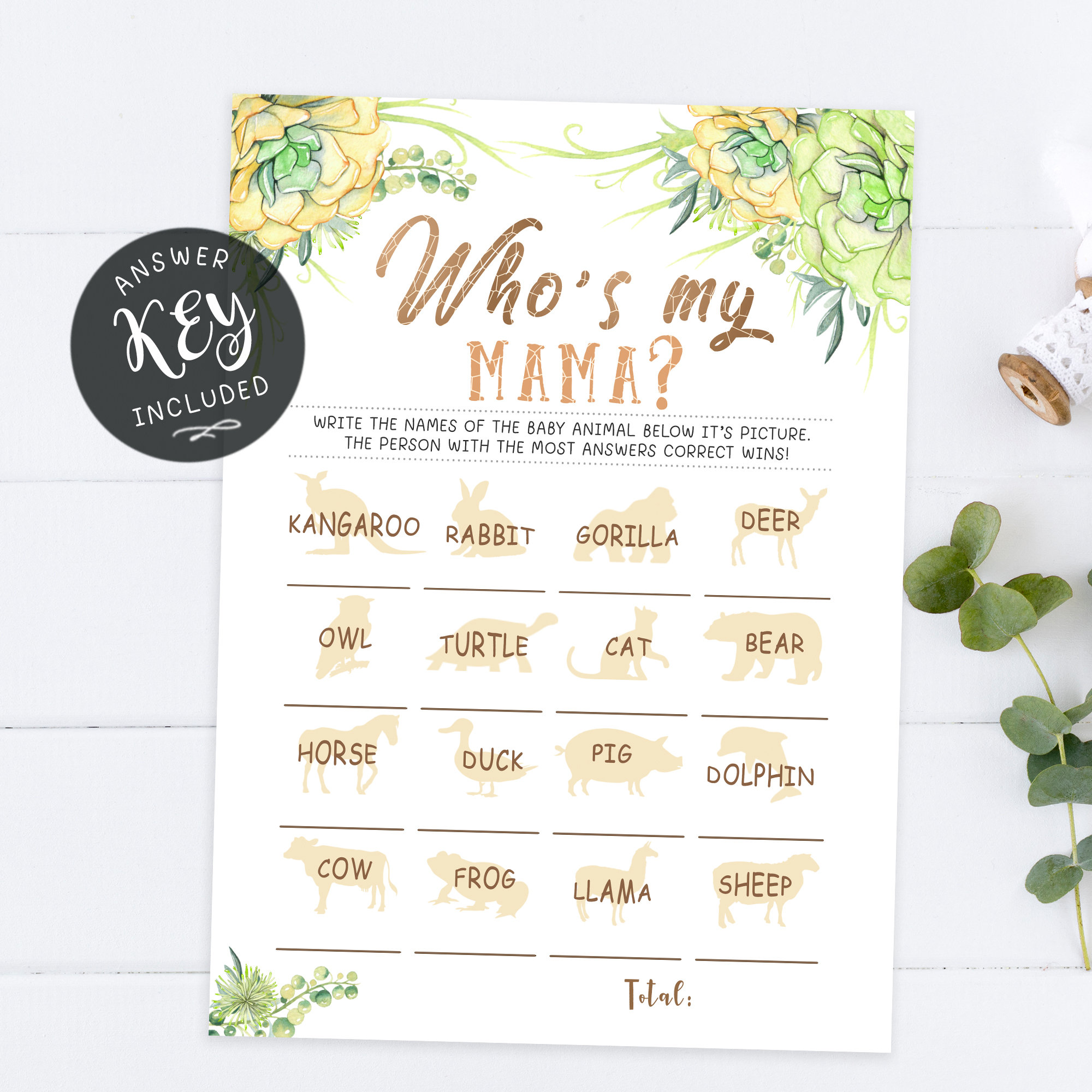 Who's my Mama Baby Game Baby Shower Games Printable | Etsy