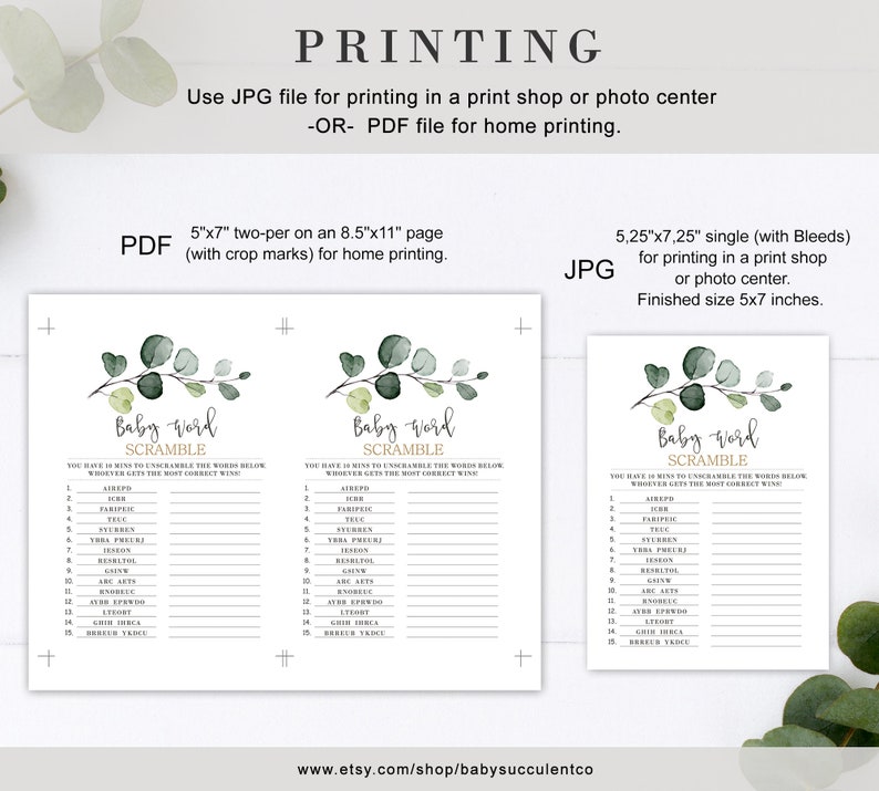 Baby Word Scramble, Baby Shower Game, Printable Baby Shower Game 61 - Etsy