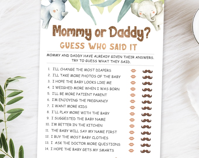 Guess Who: Mommy or Daddy Game | Mom or Dad Quiz | Baby Shower Game ...