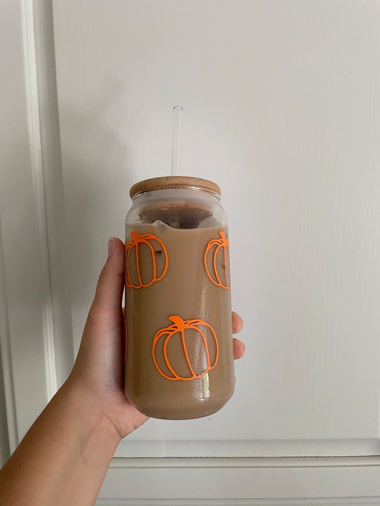 Pumpkin Drinking Glass Fall Themed Iced Coffee Glass Jar - Etsy