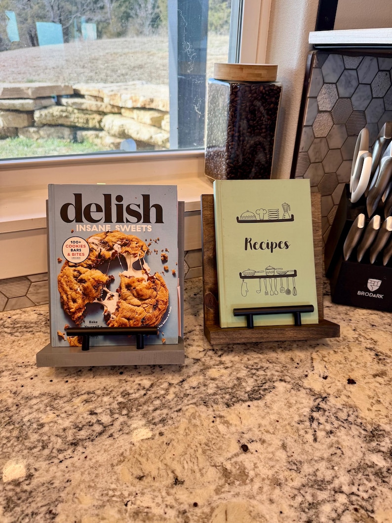 Personalized Cookbook Stand, Wooden Cookbook Holder, Recipe Book Holder ...