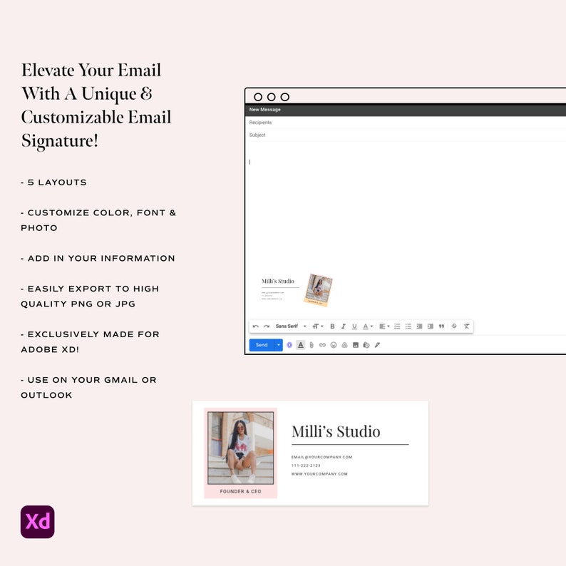 Milli Email Signature Template Collection | Adobe XD | Gmail Email ...