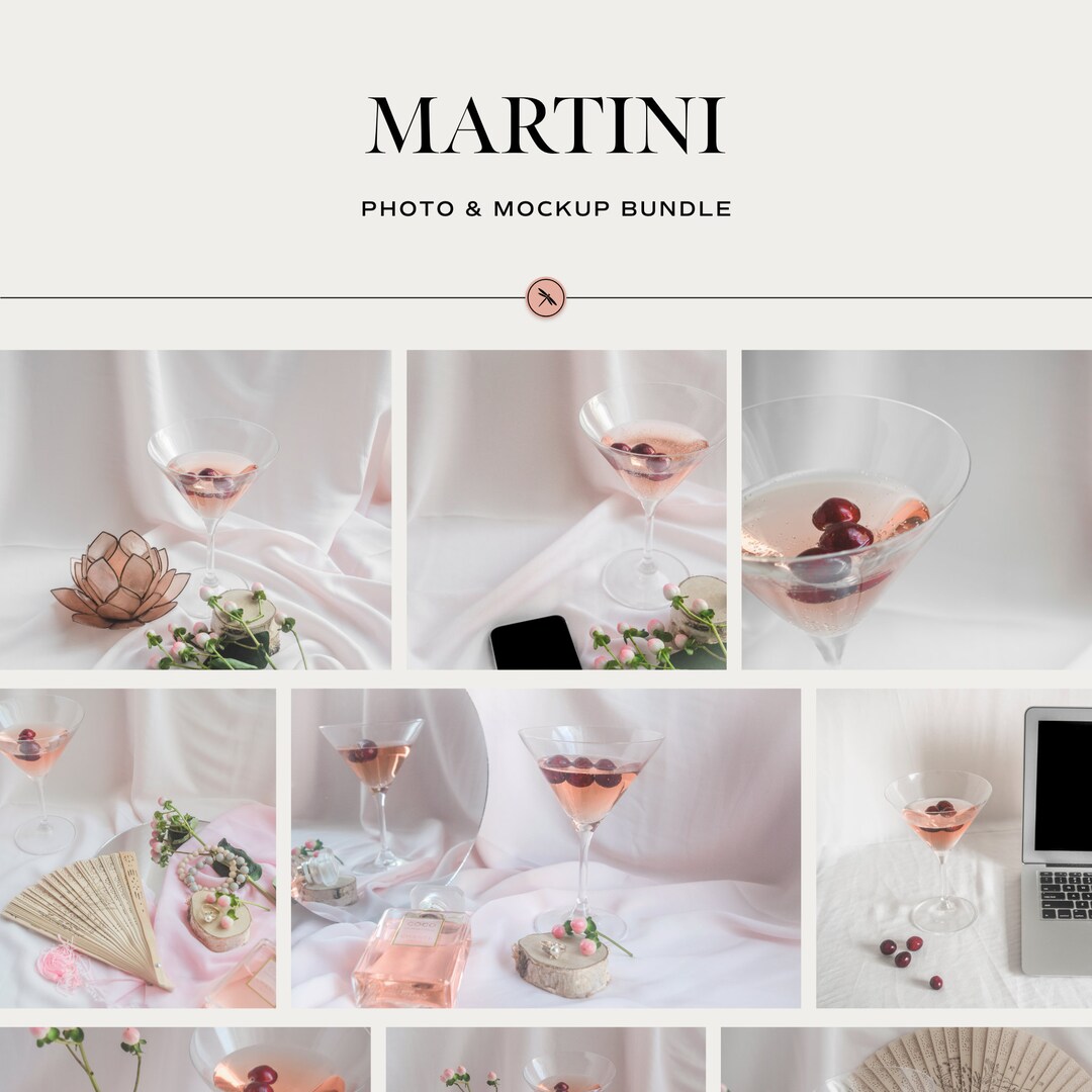Martini Stock Photo & Mockup Bundle PSD Mockup Blush - Etsy