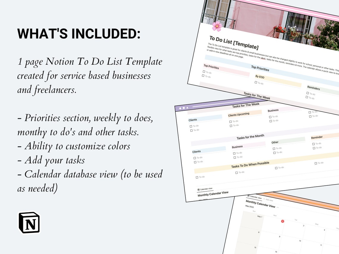 To Do List Notion Template | Notion | Organization | for Small ...