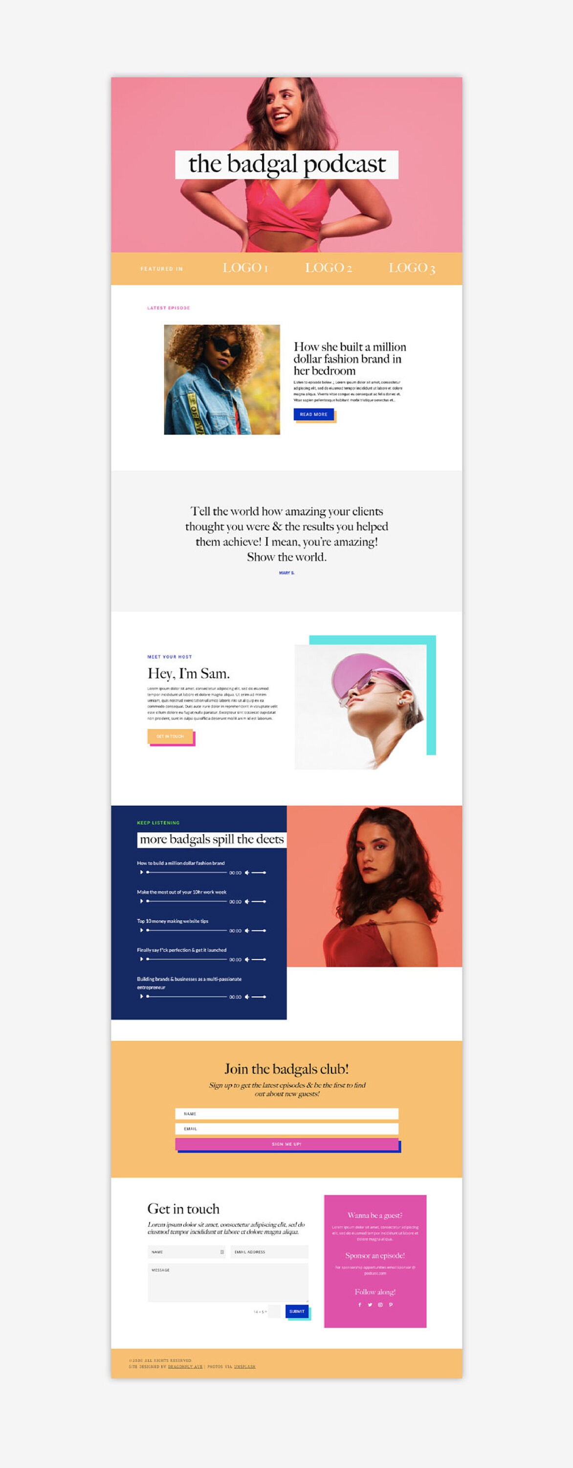 Podcast 1-page Website Template | DIVI Wordpress Template | Podcast ...