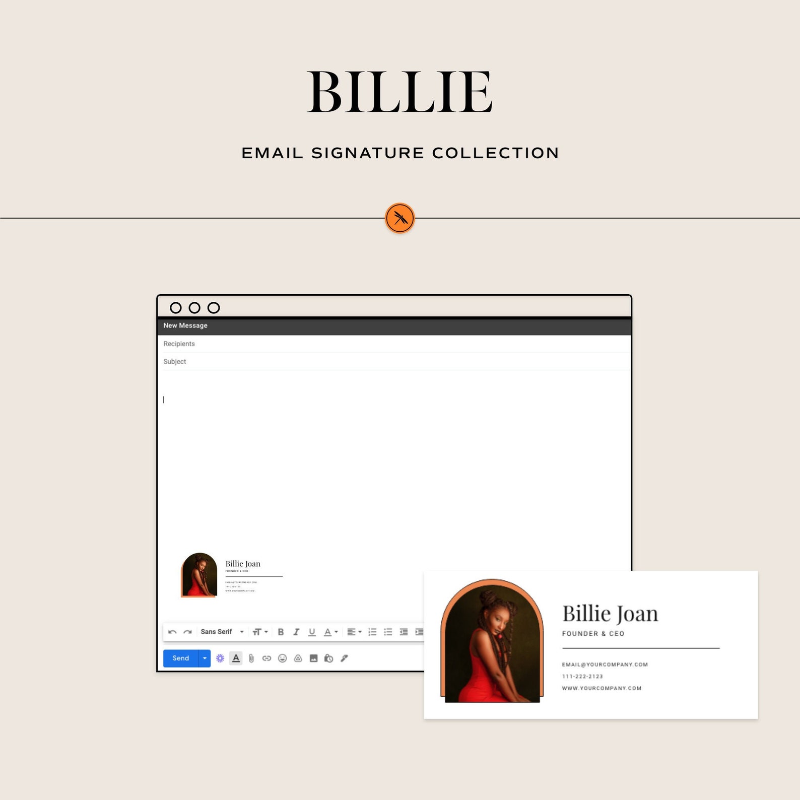 Billie Email Signature Template Collection | Adobe XD | Gmail Email ...